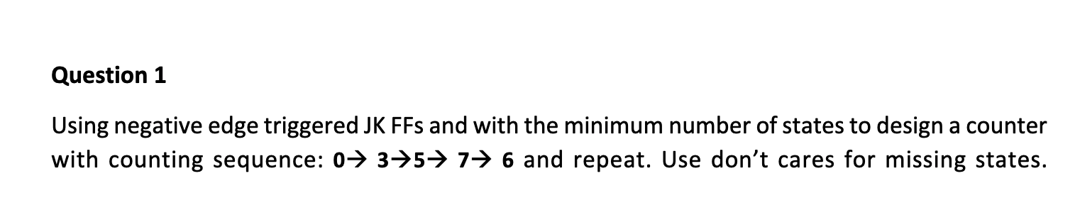 Solved Question 1 Using negative edge triggered JK FFs and | Chegg.com