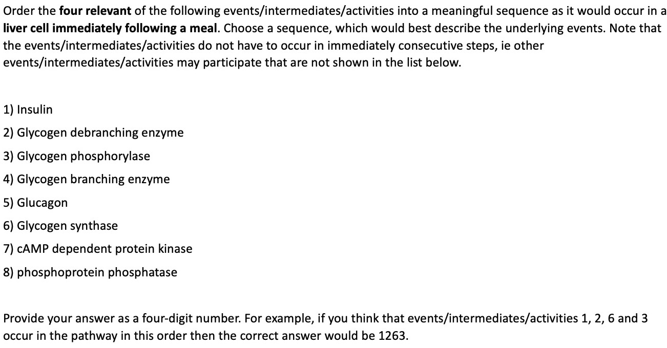 Solved Order the four relevant of the following | Chegg.com