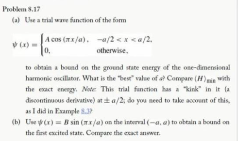Solved (a) Use a trial wave function of the form | Chegg.com