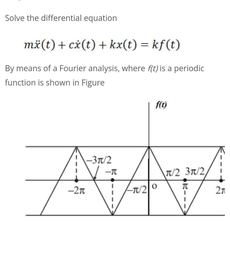 Solved Solve the differential equation mx(t)+ cx(t) + kx(t) | Chegg.com