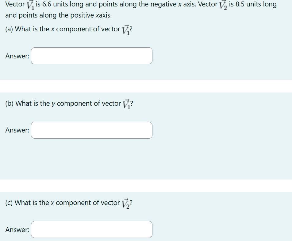 Solved Vector V1 is 6.6 units long and points along the | Chegg.com