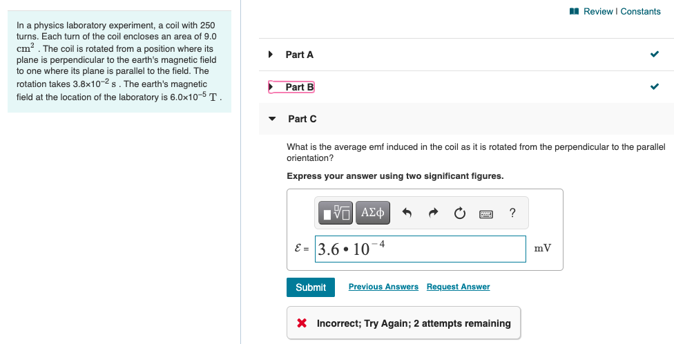 Solved Review Constants Part A In a physics laboratory | Chegg.com