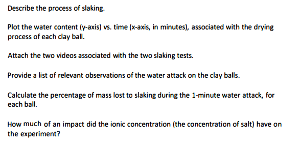 Describe the process of slaking. Plot the water | Chegg.com