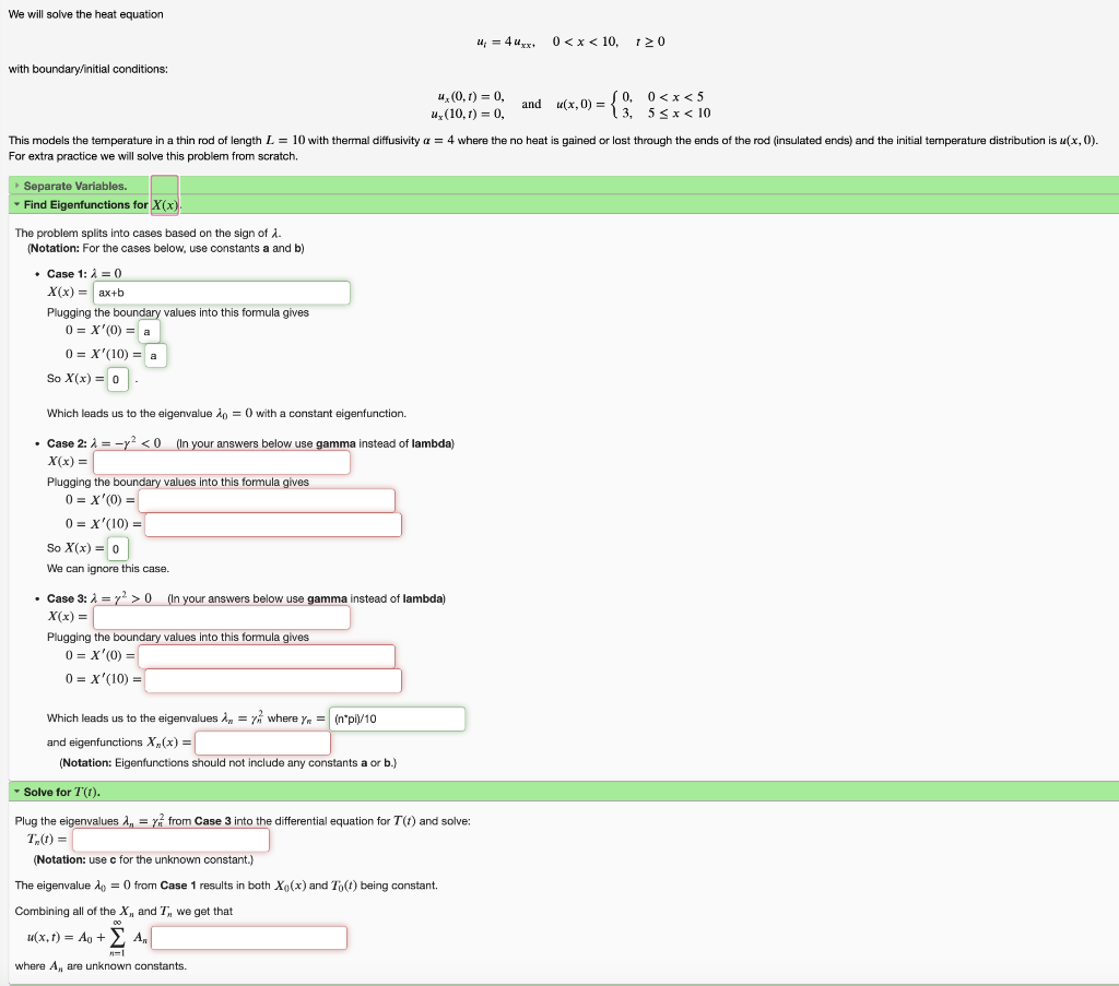 Solved We will solve the heat equation ui=4uxx,0 | Chegg.com