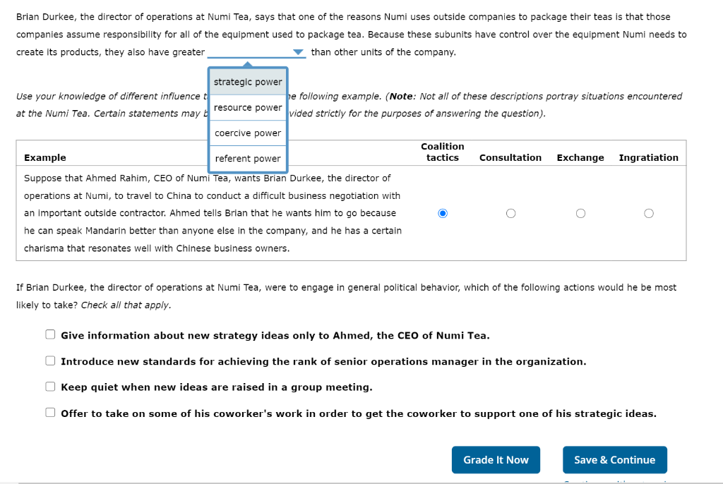 Solved Watch the following video about Brian Durkee at Numi | Chegg.com