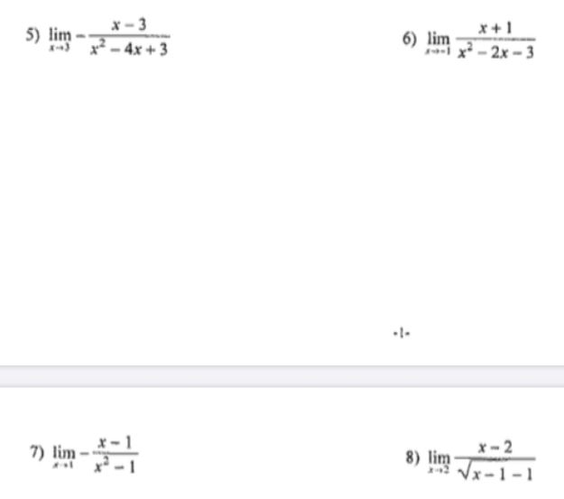 Solved 5) lim t? - 4x + 3 6) lim ir? - 2x - 3 7) lim- X-2 8) | Chegg.com