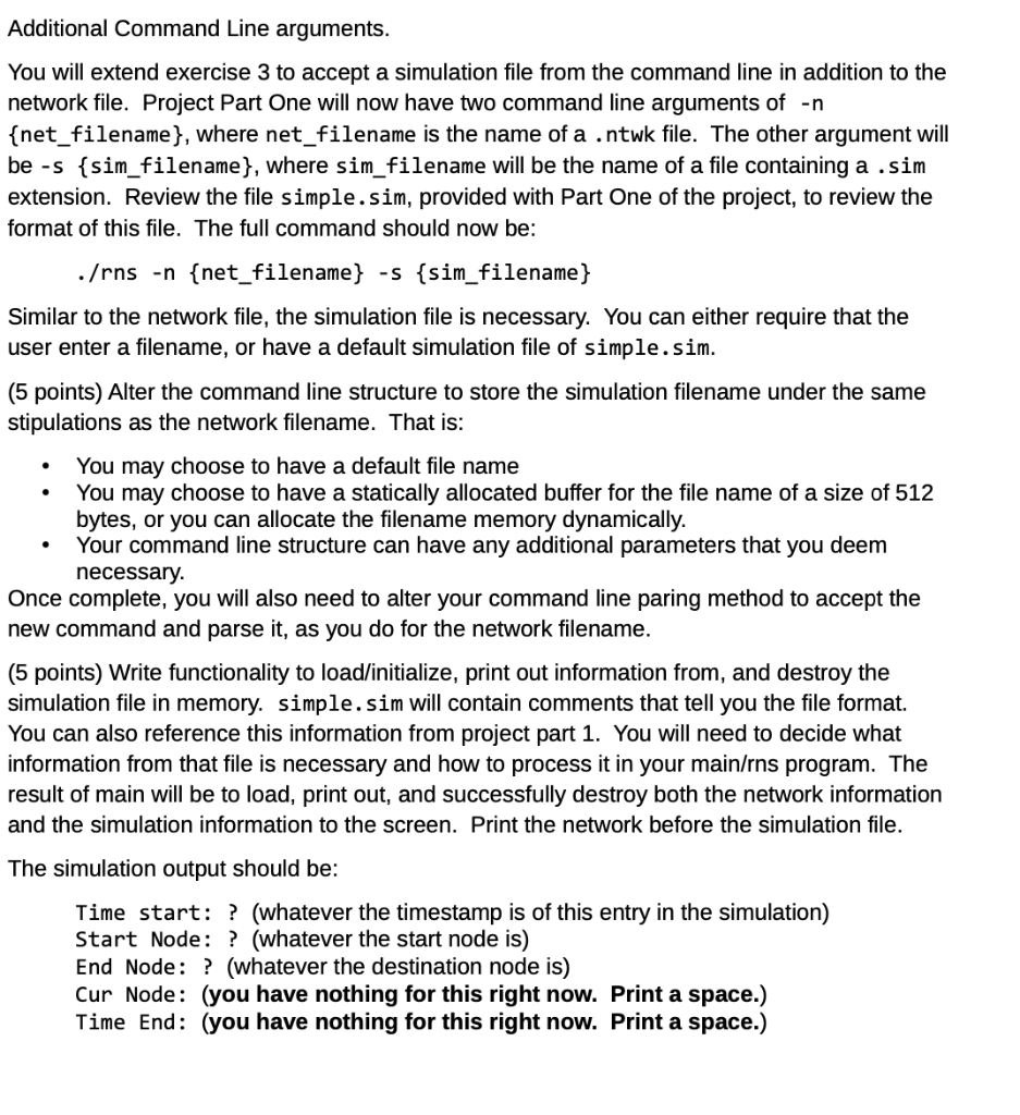 Additional Command Line arguments. You will extend | Chegg.com