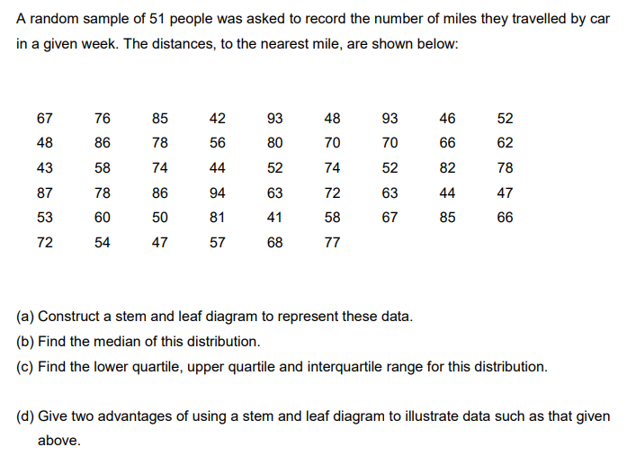 Solved A random sample of 51 people was asked to record the | Chegg.com