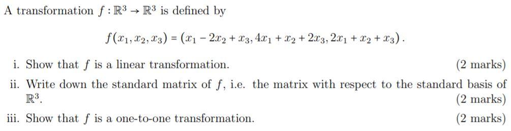 Solved A transformation f :R3 R3 is defined by f(21, X2, X3) | Chegg.com
