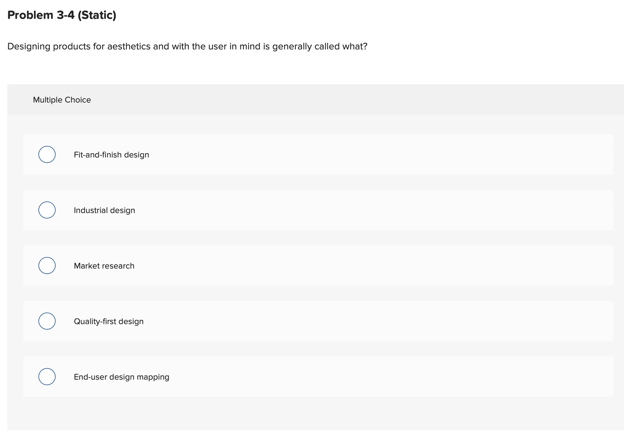 Solved Problem 3-4 (Static)Designing products for aesthetics | Chegg.com