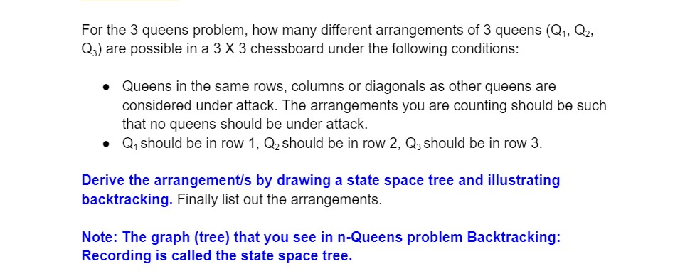 Solved For the 3 queens problem, how many different | Chegg.com