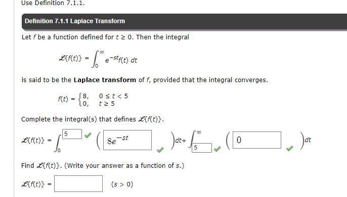 Solved Use Definition 7.1.1. Definition 7.1.1 Laplace | Chegg.com