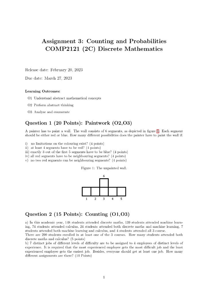 Solved Assignment 3: Counting and Probabilities COMP2121 | Chegg.com
