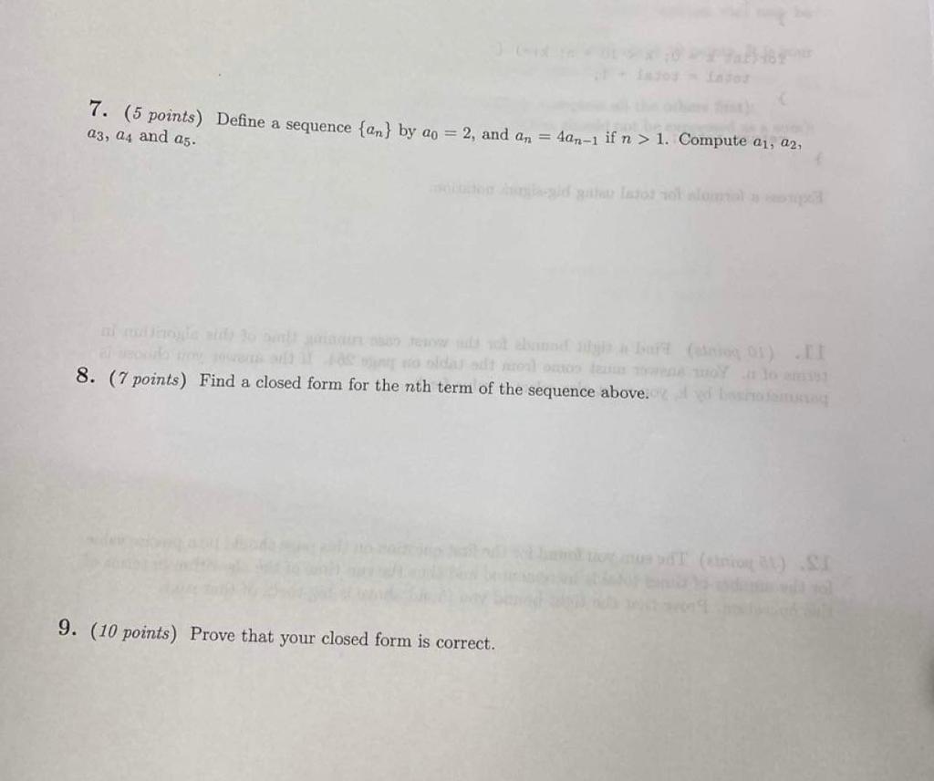 Solved 7. ( 5 points) Define a sequence {an} by a0=2, and | Chegg.com Solved 7. ( 5 points) Define a sequence {an} by a0=2, and | Chegg.com