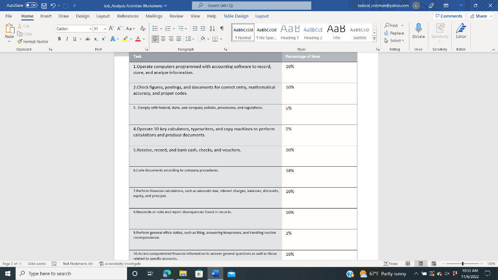 Use the ten tasks from Table 1 (above) to complete | Chegg.com