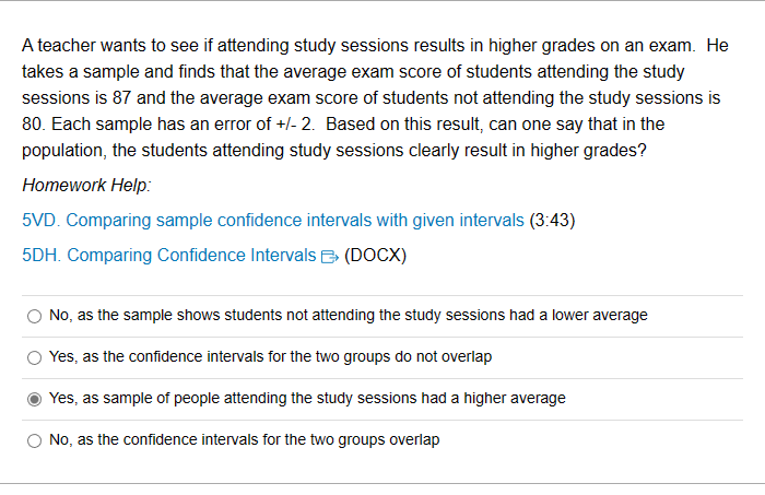 Solved A teacher wants to see if attending study sessions | Chegg.com