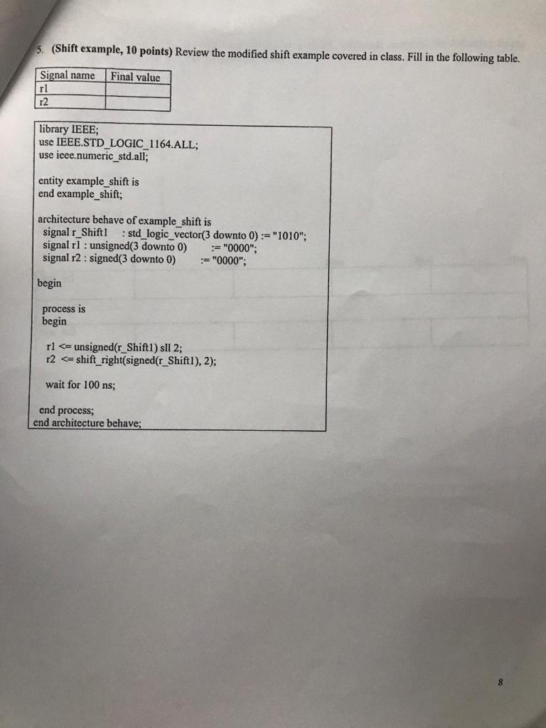 Solved 5. (Shift example, 10 points) Review the modified | Chegg.com