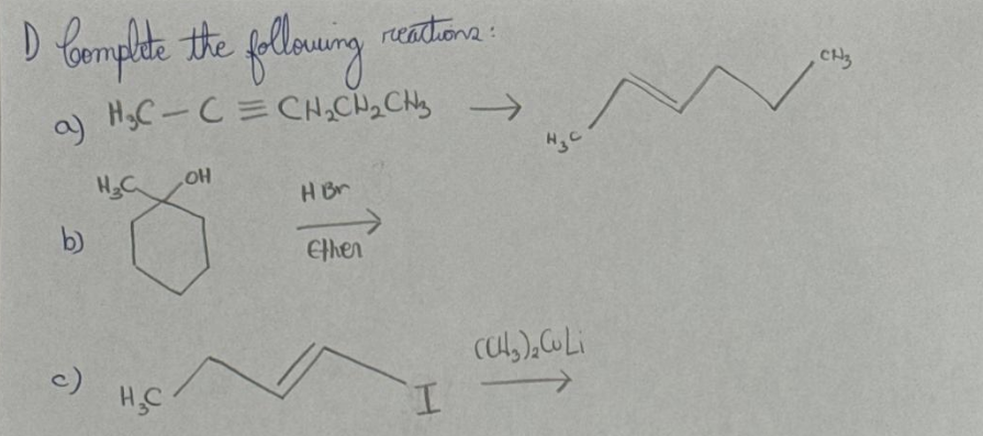 Solved 1) Complete the following reactions: a) | Chegg.com