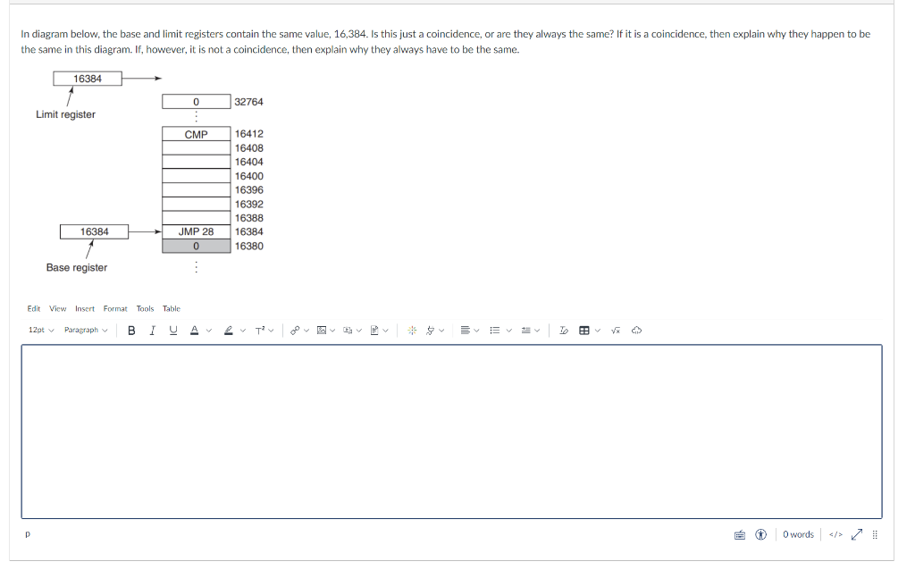 Solved In diagram below, the base and limit registers | Chegg.com