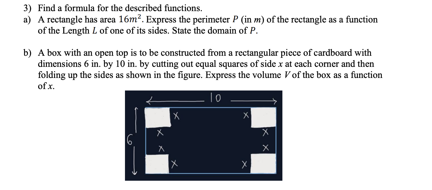 Solved 3) Find a formula for the described functions. a) A | Chegg.com