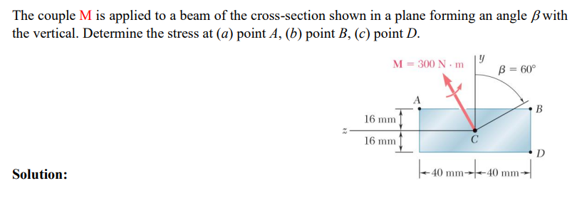 Solved The couple M is applied to a beam of the | Chegg.com