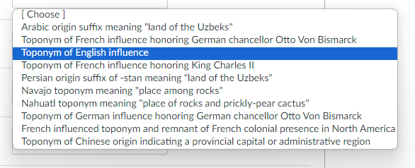 Solved Match the following toponyms to the correct | Chegg.com