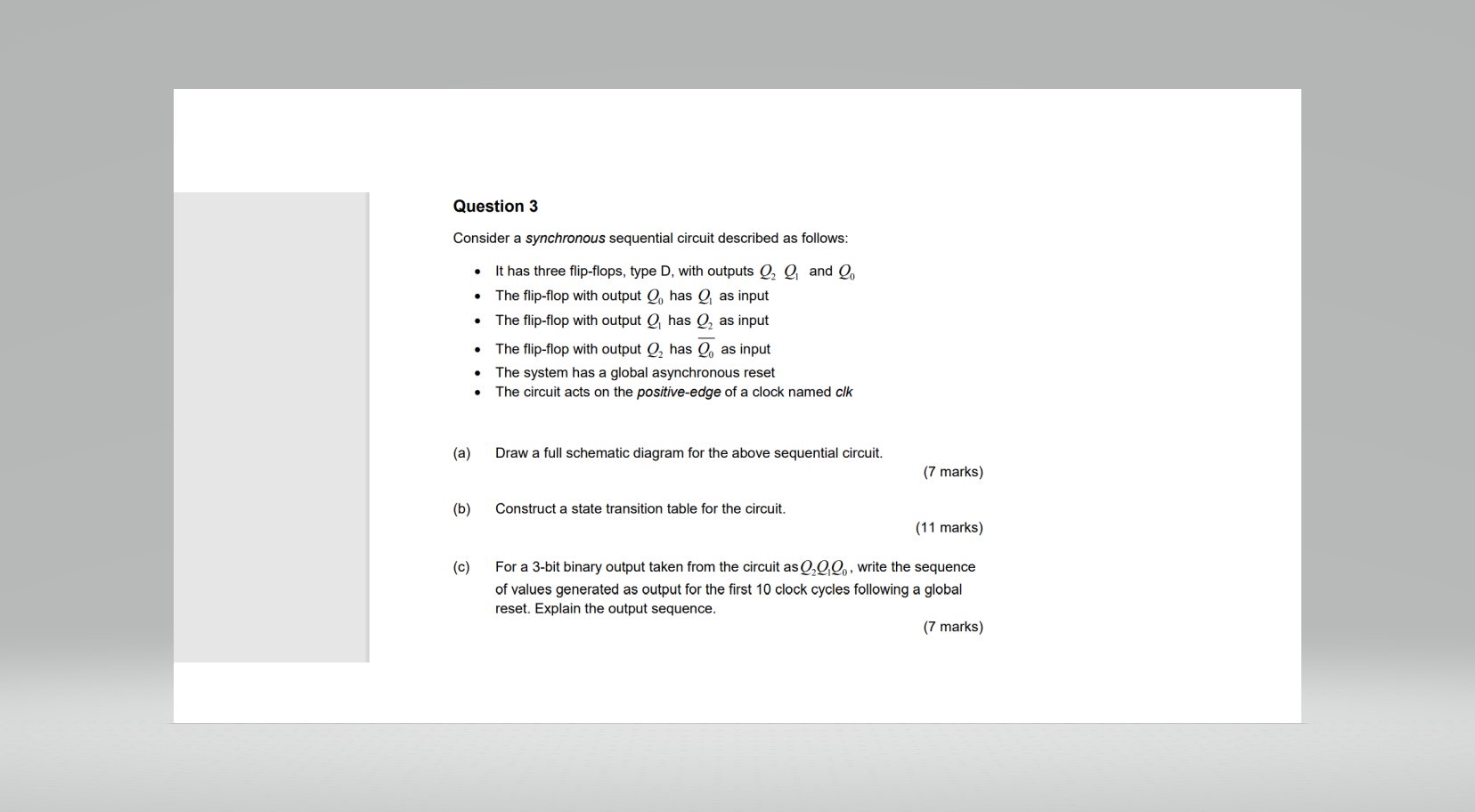 Solved Question 3 Consider a synchronous sequential circuit | Chegg.com