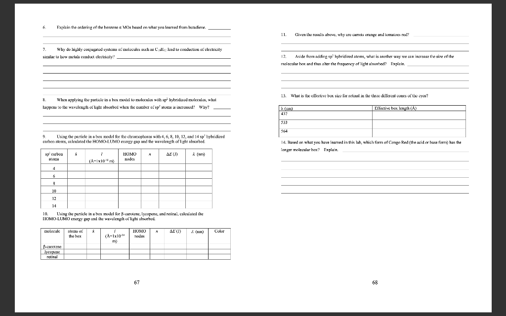 Solved Lab 9 Worksheet Molecular Orbitals Polyatomie