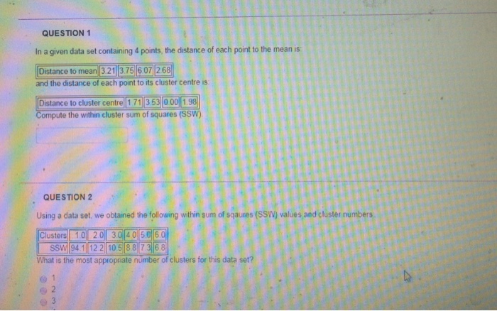 Solved QUESTION 1 In a given data set containing 4 points, | Chegg.com