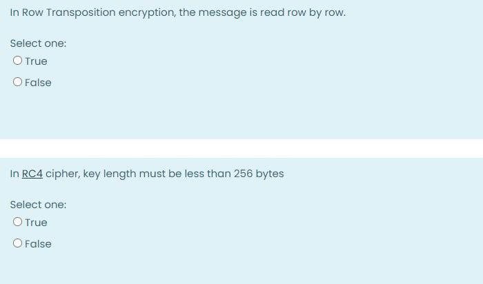 Solved In Row Transposition encryption, the message is read | Chegg.com