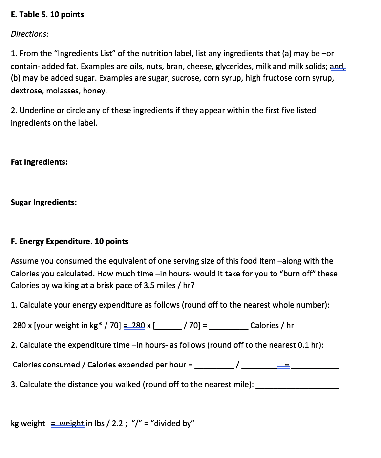 Solved Using the food label from the Chester's Poppers, | Chegg.com
