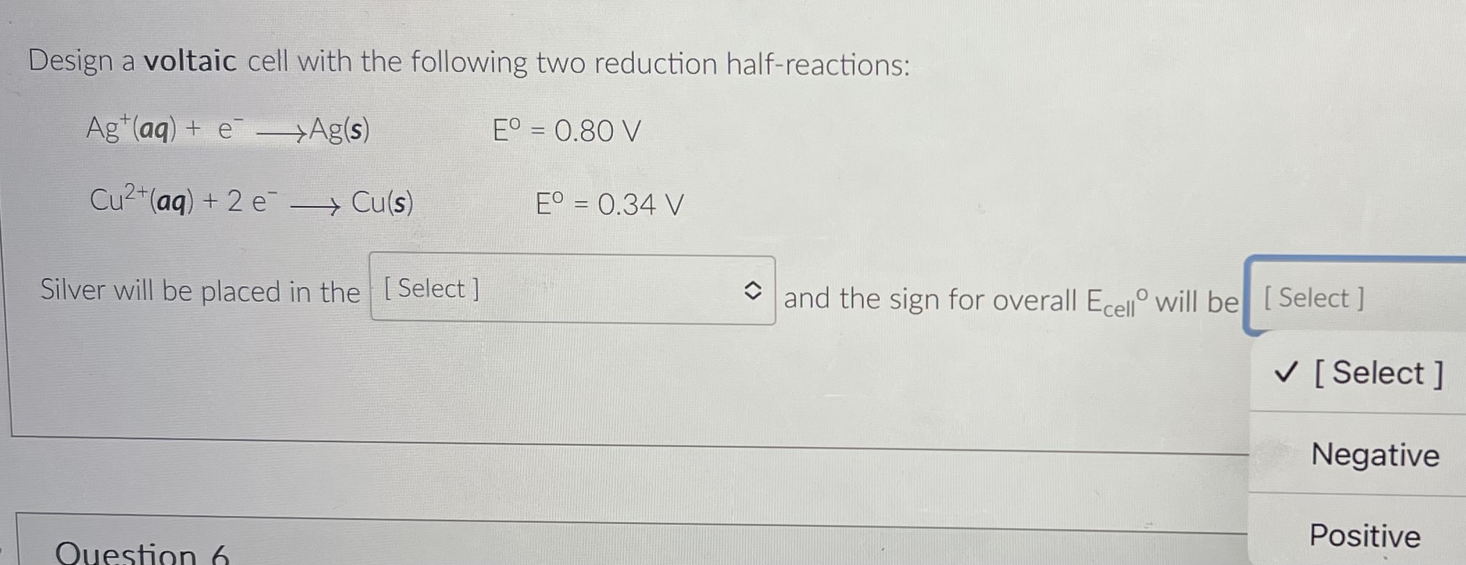 Solved Design a voltaic cell with the following two | Chegg.com