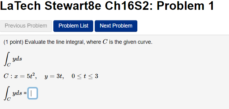 Solved La Tech Stewart8e Ch1682: Problem 1 Previous Problem | Chegg.com