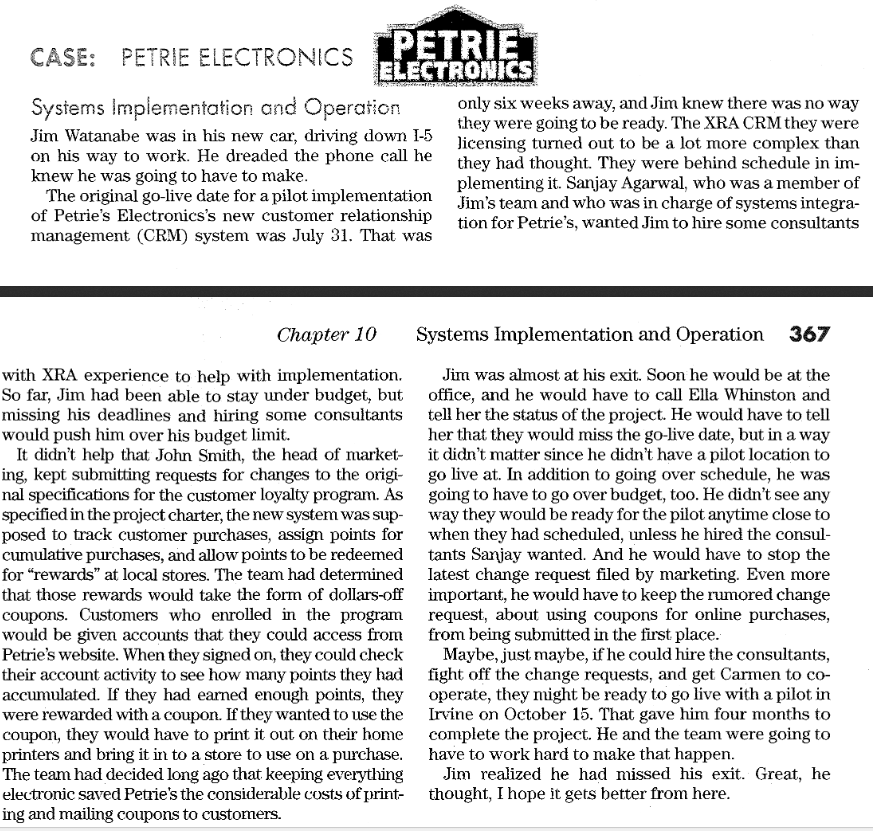 Solved Read the case (Petrie Electronics. Textbook Ch10., | Chegg.com