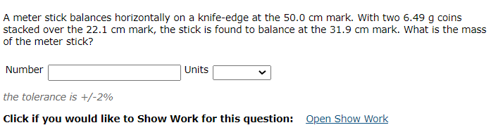 Solved A meter stick balances horizontally on a knife-edge | Chegg.com