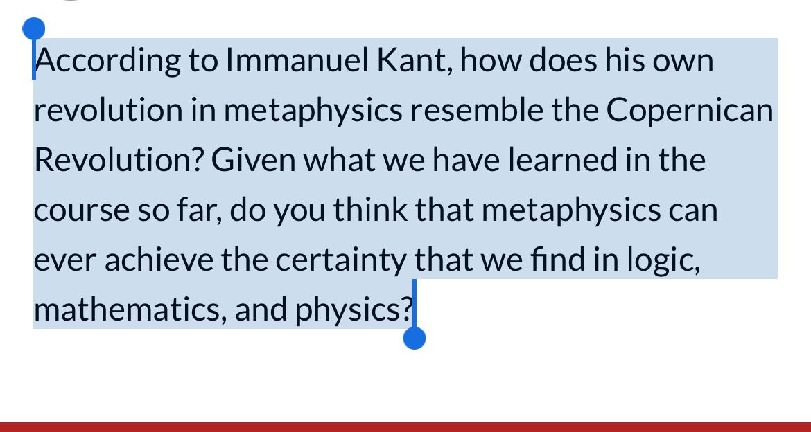 According to Immanuel Kant, how does his own | Chegg.com