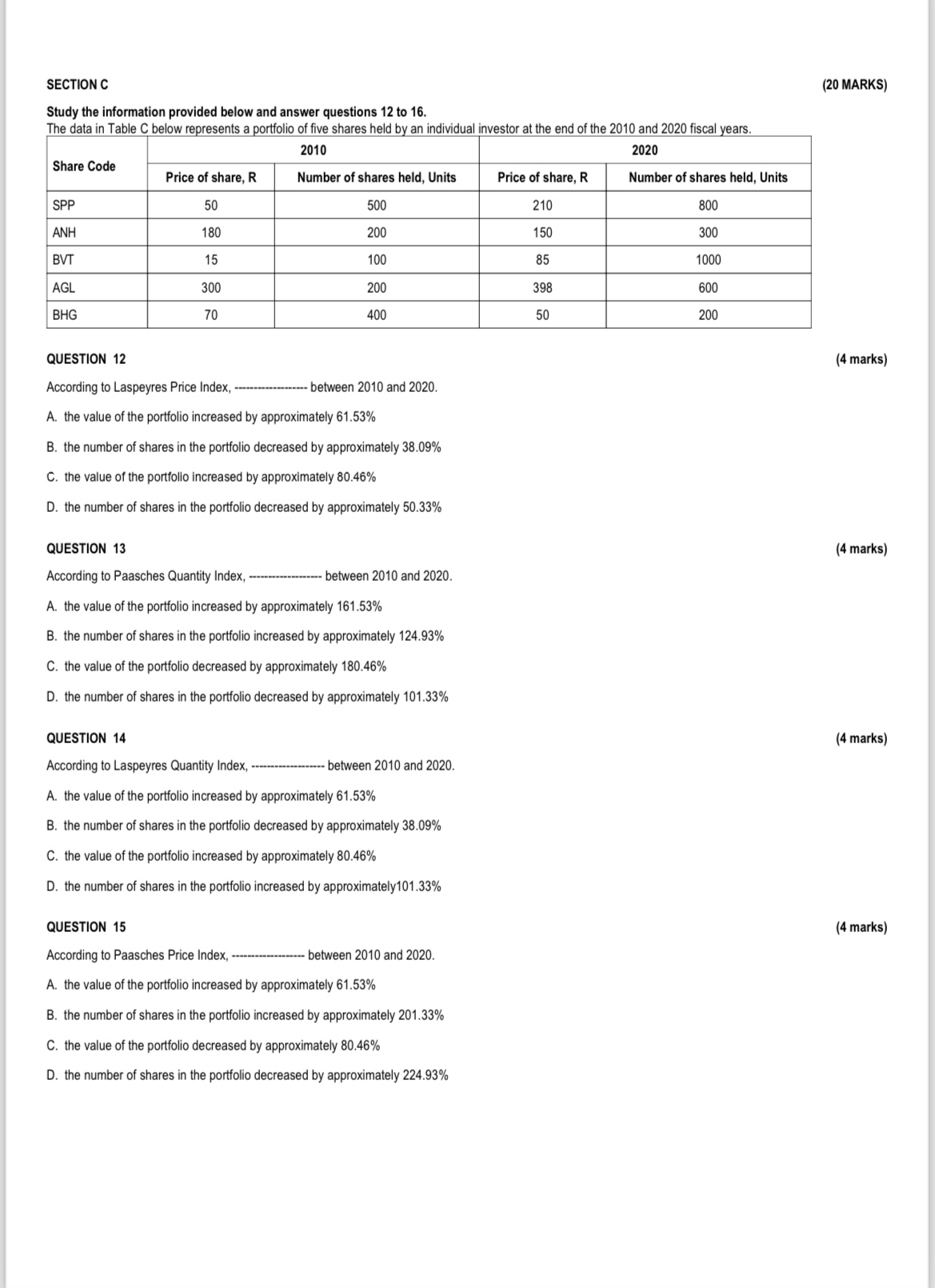 Solved SECTION C(20 ﻿MARKS)Study the information provided | Chegg.com