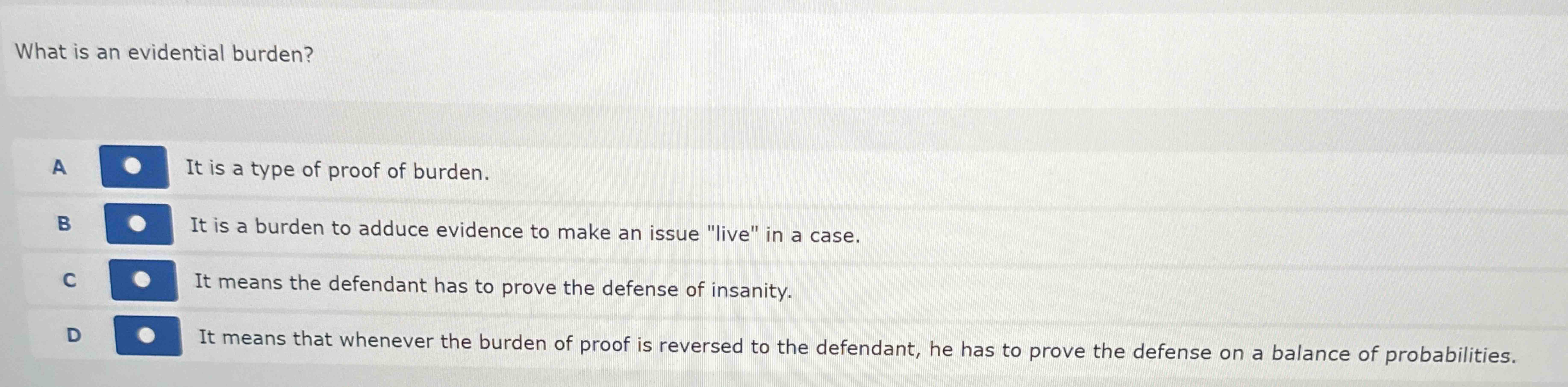 Solved what is an evidential burden?What is an evidential | Chegg.com