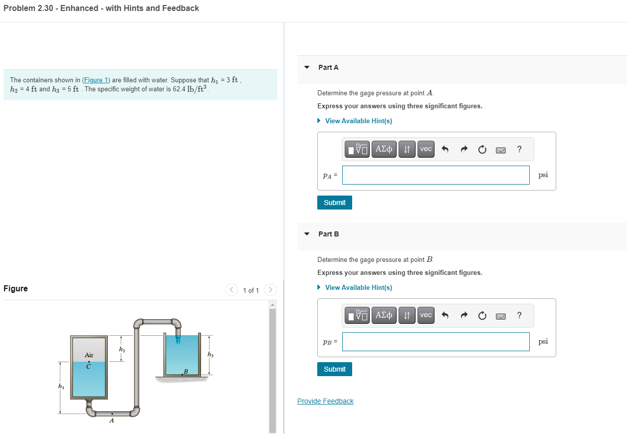 Solved The containers shown in (Figure 1) are filled with | Chegg.com