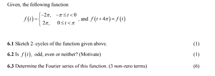 Solved Given, the following function -21, -A St