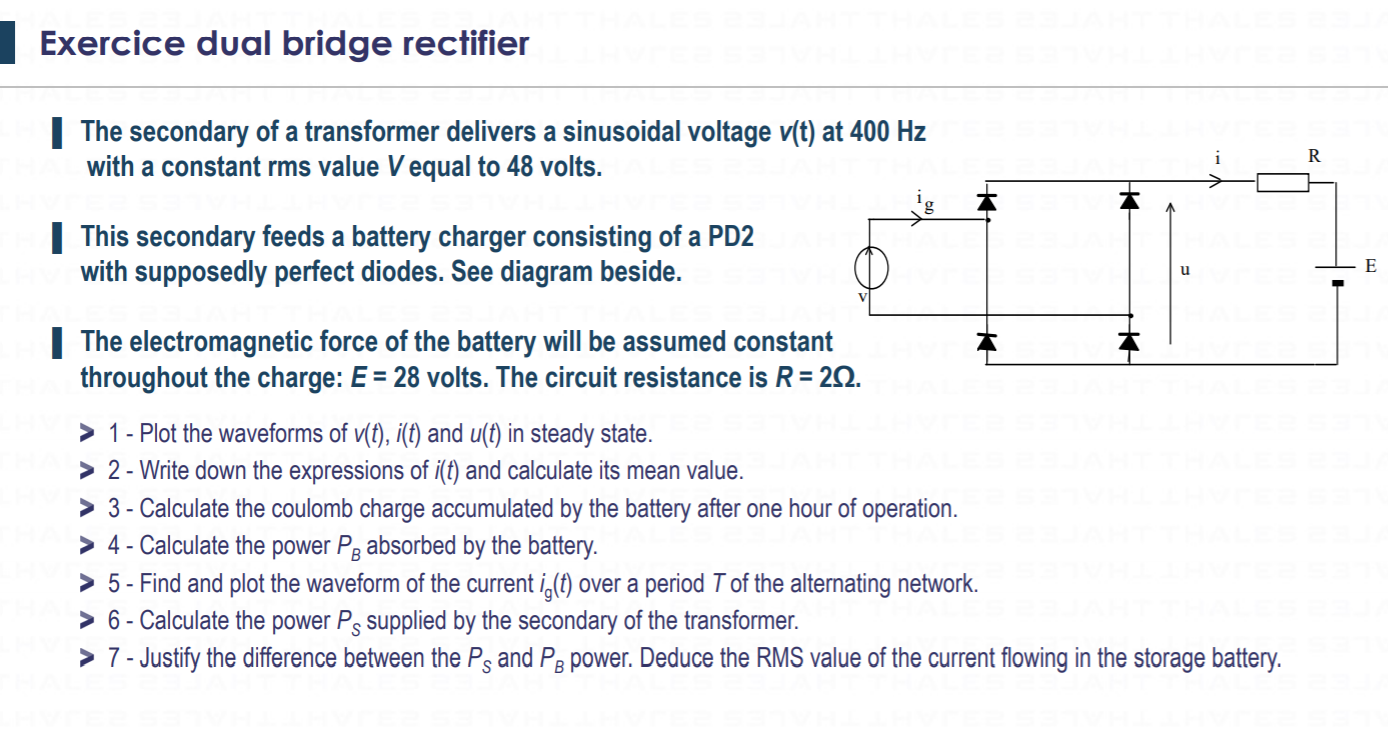 Exercice dual bridge rectifier The secondary of a | Chegg.com