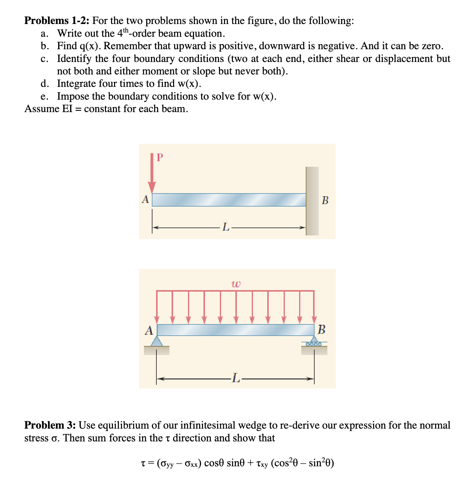 Solved Problems 1-2: For the two problems shown in the | Chegg.com