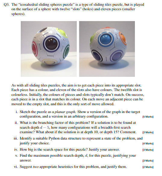 Solved Q3. The "icosahedral sliding spheres puzzle" is a | Chegg.com