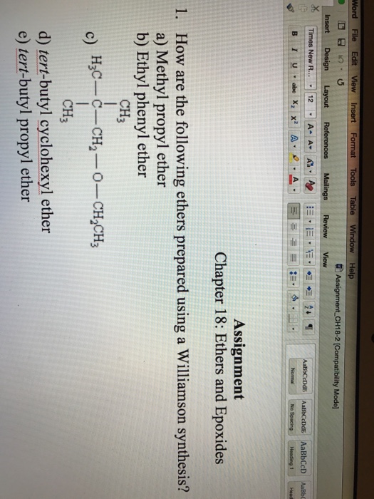 Solved How are the following ethers prepared using a | Chegg.com