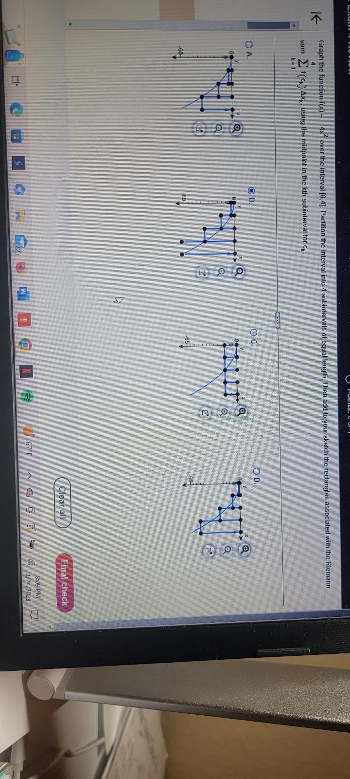 Solved sum ∑4f(ck)Δxk, using the midpoint in the kth | Chegg.com