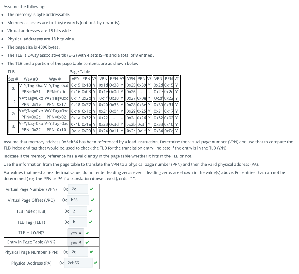 Solved Assume The Following • The Memory Is Byte