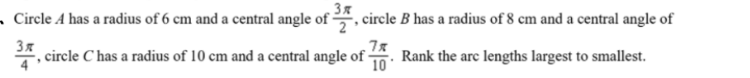 Solved Circle A has a radius of 6 cm and a central angle of | Chegg.com