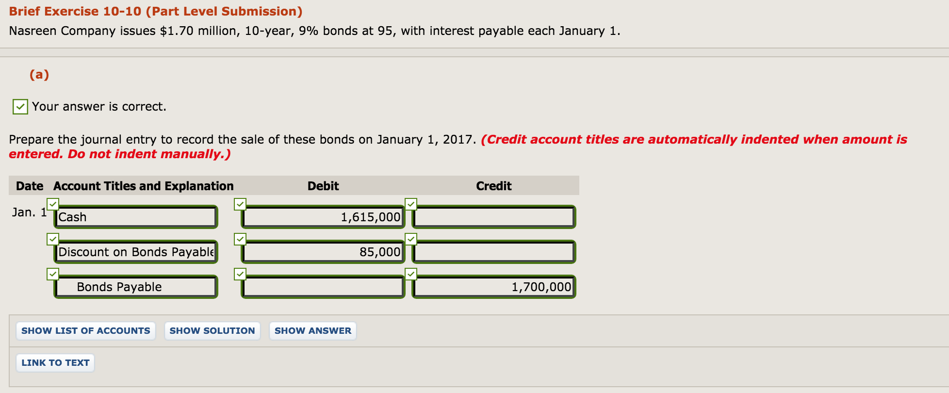 Solved Brief Exercise 10-10 (Part Level Submission) Nasreen | Chegg.com