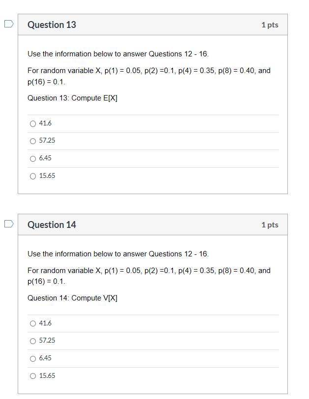 Solved Question 13 1 pts Use the information below to answer | Chegg.com