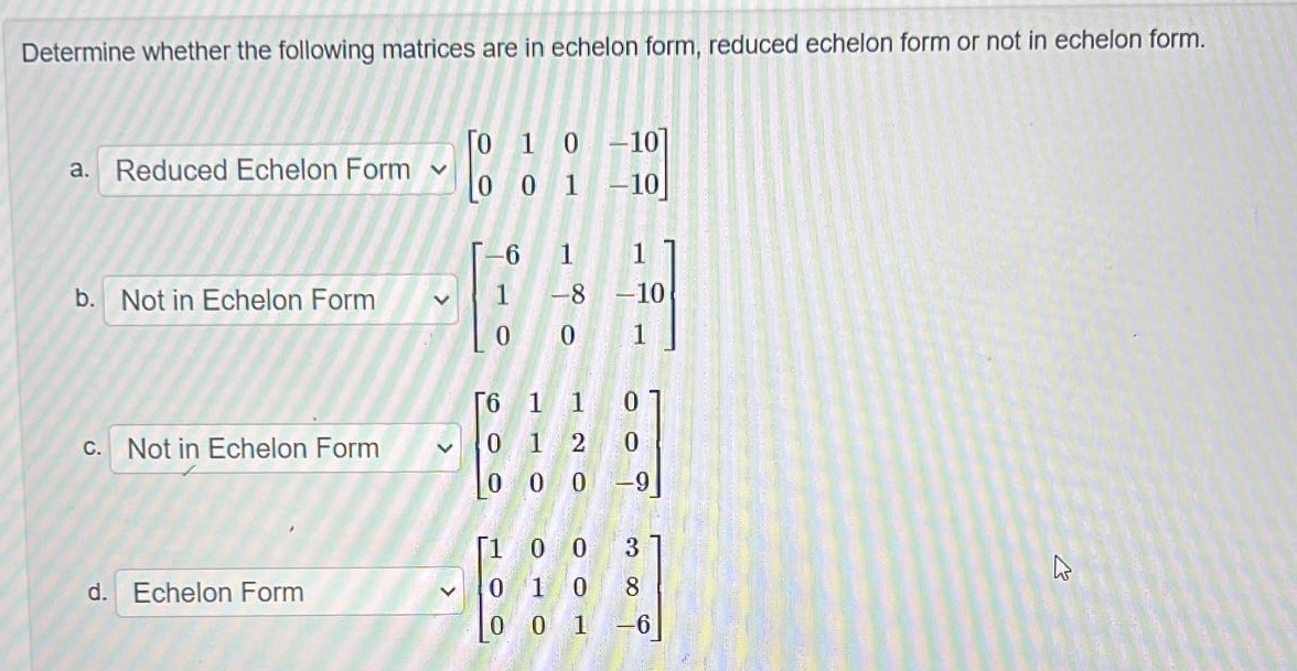 Determine whether the following matrices are in | Chegg.com
